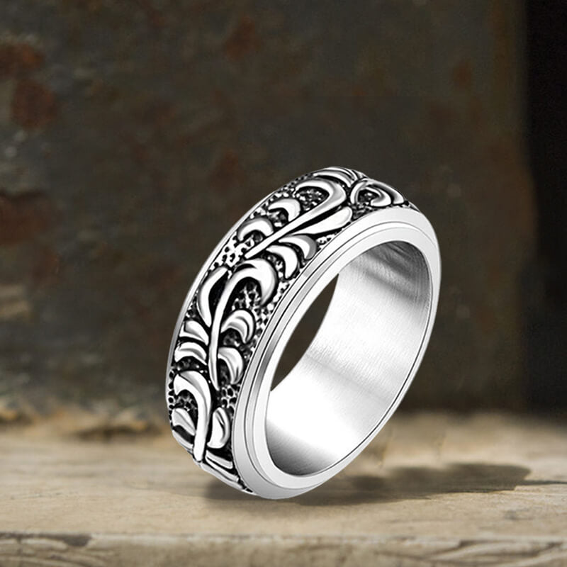 Vine Pattern Stainless Steel Spinner Ring – GTHIC