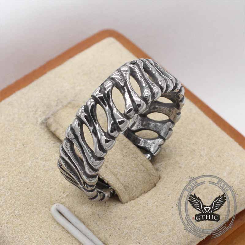 Vintage Bones Splicing Hollow Stainless Steel Ring – GTHIC