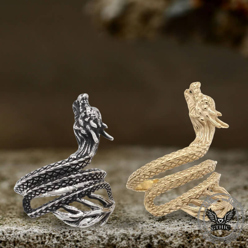 Vintage Coiled Chinese Dragon Stainless Steel Ring – GTHIC
