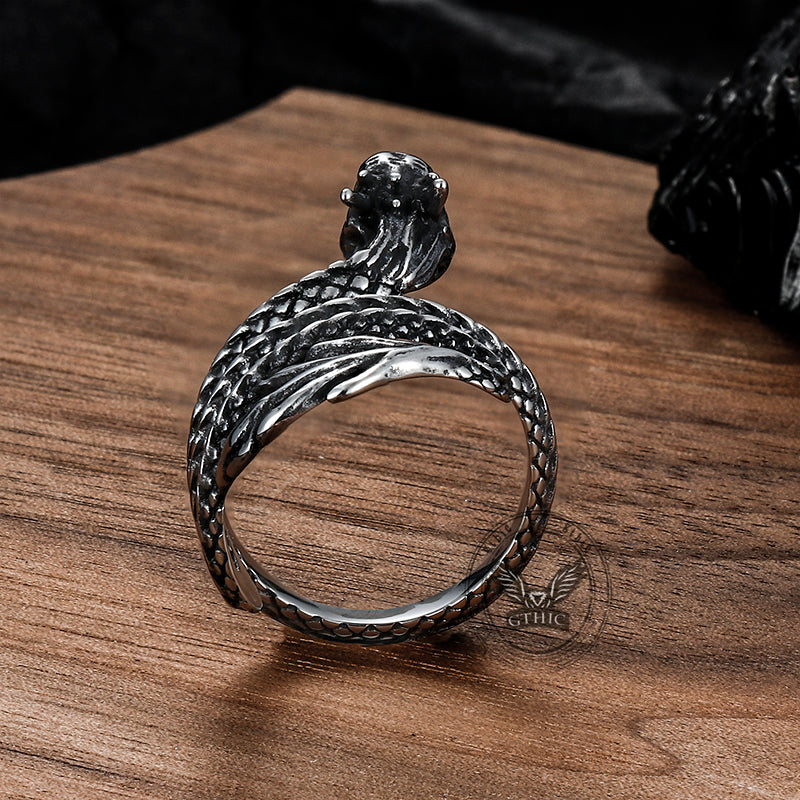 Vintage Coiled Chinese Dragon Stainless Steel Ring – GTHIC