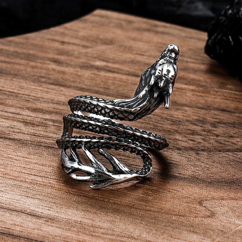 Vintage Coiled Chinese Dragon Stainless Steel Ring – GTHIC