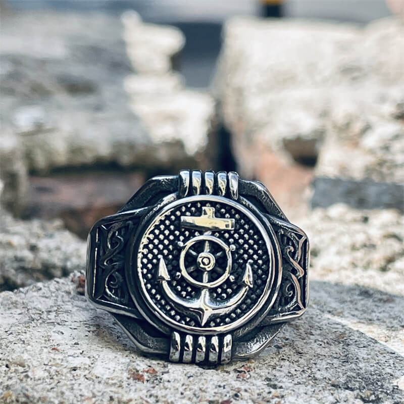 Vintage Compass Anchor Stainless Steel Marine Ring – GTHIC