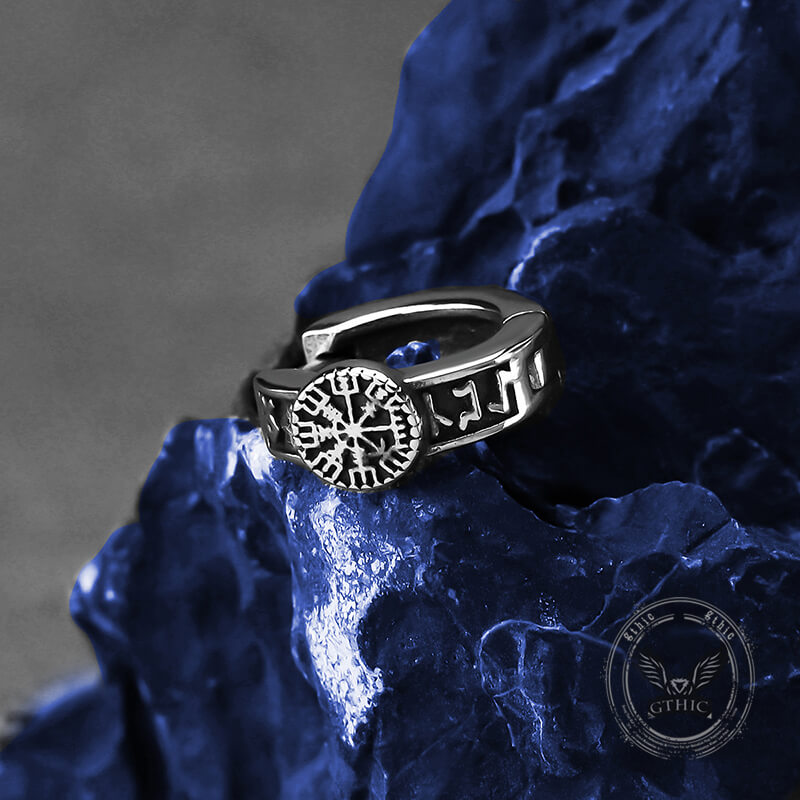 Vintage Compass Rune Stainless Steel Hoop Earrings – GTHIC