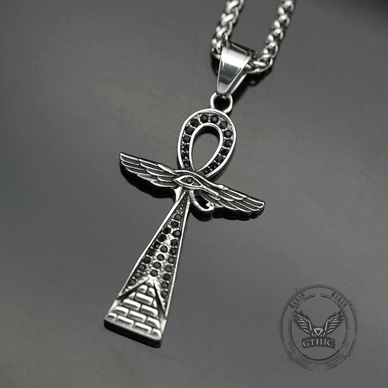 Vintage Cross Pyramid Horus Eye Stainless Steel Pendant – GTHIC