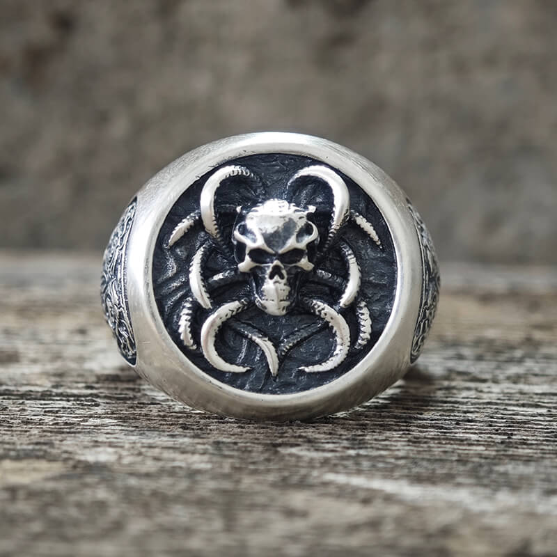 Vintage Demon Skull Silver Ring – GTHIC