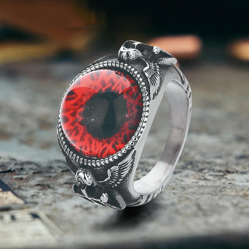 Vintage Devil Eye Angel Cross Stainless Steel Ring – GTHIC