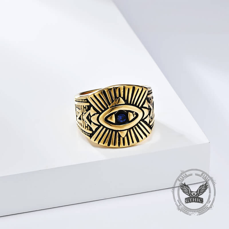 Vintage God's Eye Egyptian Pharaoh Eye Stainless Steel Ring – GTHIC