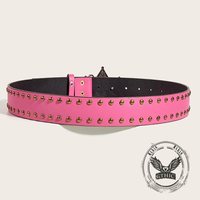 Vintage Pattern Star Buckle Studded PU Leather Belt – GTHIC