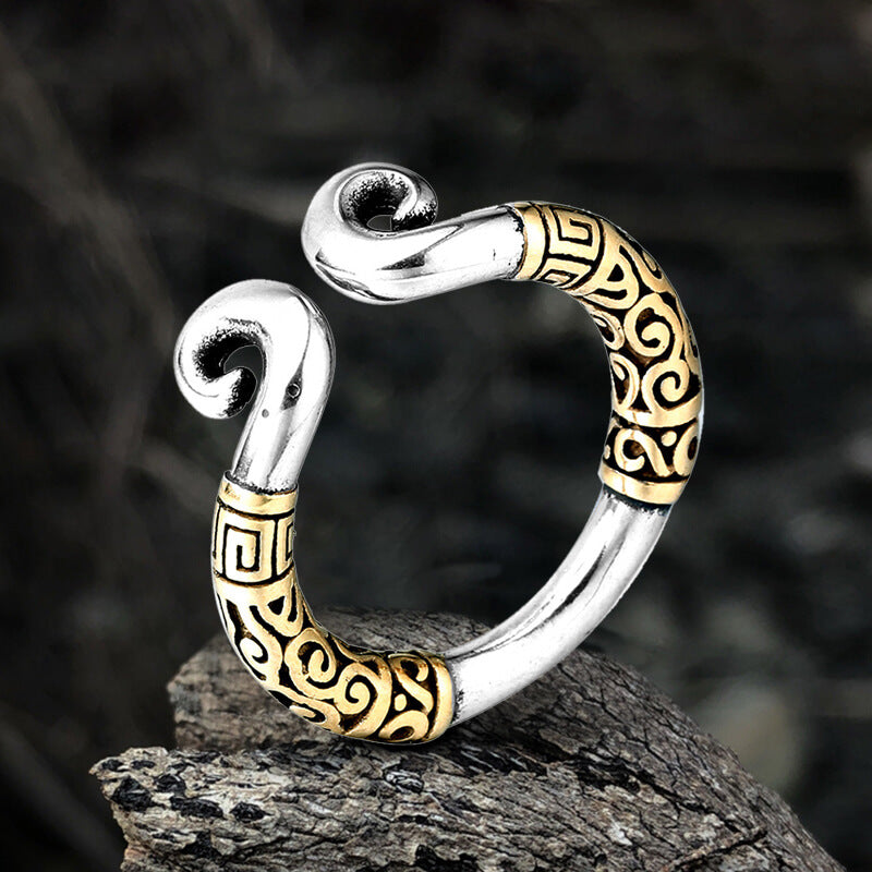 Vintage Pattern Wukong Tightening Curse Stainless Steel Open Ring – GTHIC