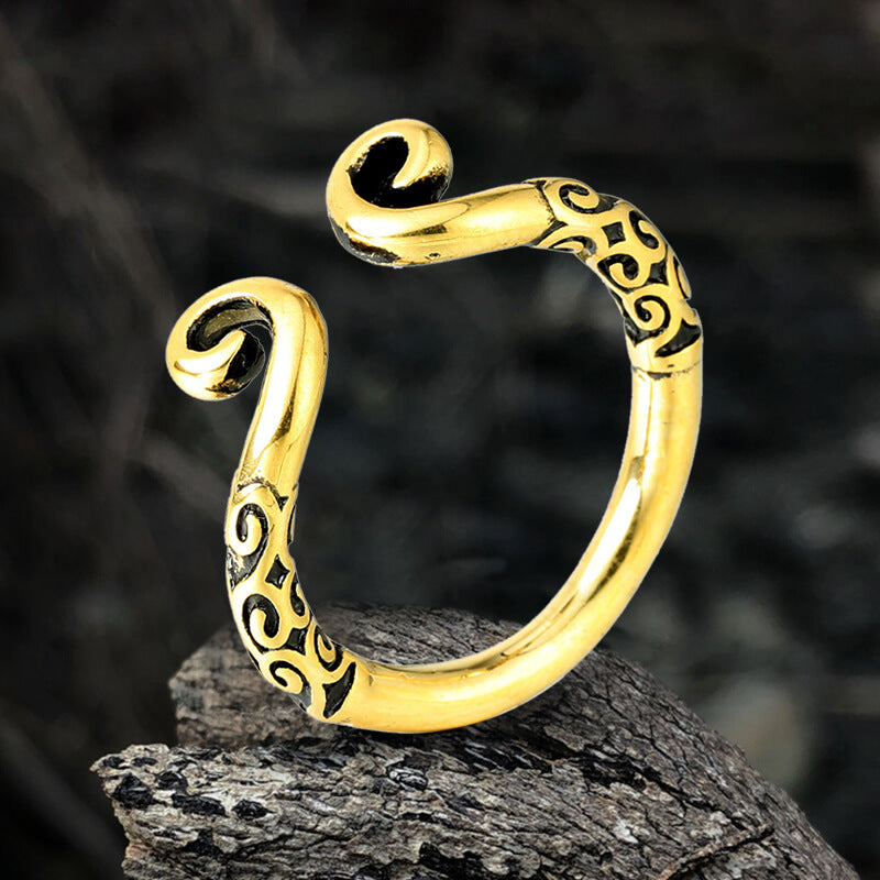 Vintage Pattern Wukong Tightening Curse Stainless Steel Open Ring – GTHIC