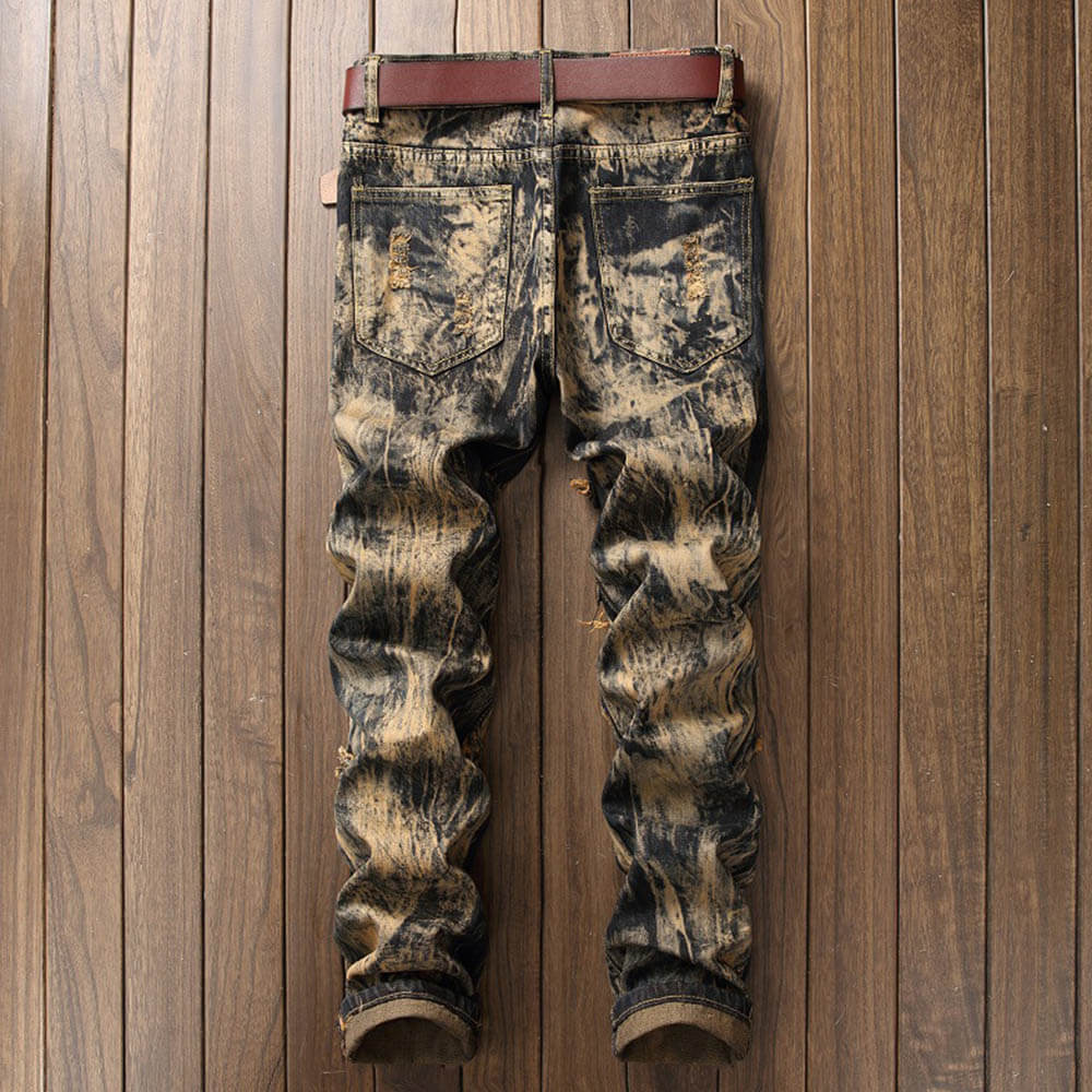 Vintage Ripped Tiger Head Embroidered Straight Jeans – GTHIC