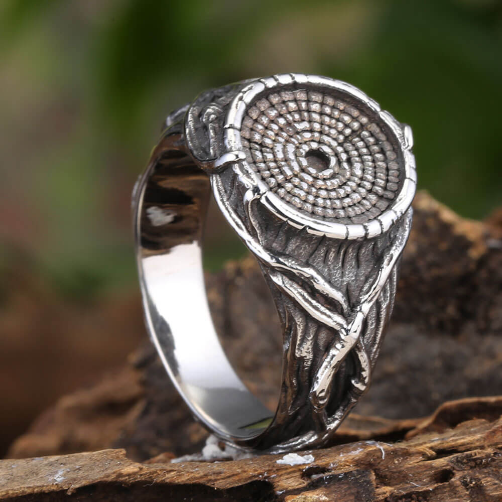 Vintage Textured Tree Stump Stainless Steel Ring – GTHIC