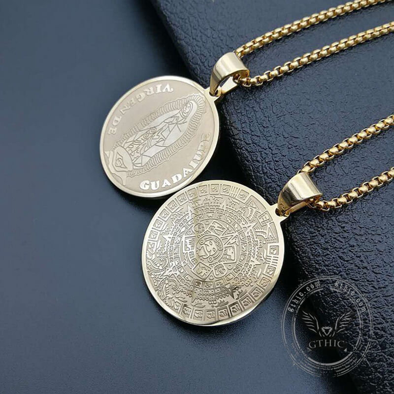 Mayan Sundial Memorial Virgin Stainless Steel Pendant – GTHIC